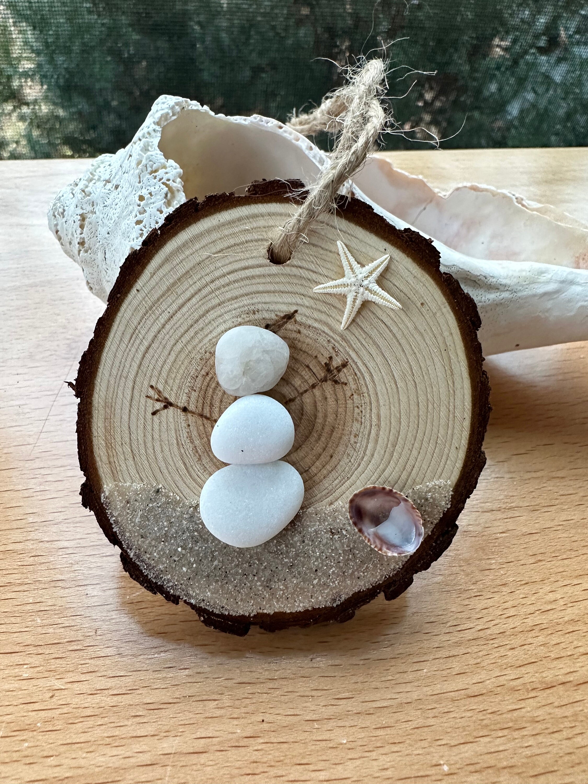 Cape Cod Snowman Beach Ornament Pebble and Shell Art - Etsy