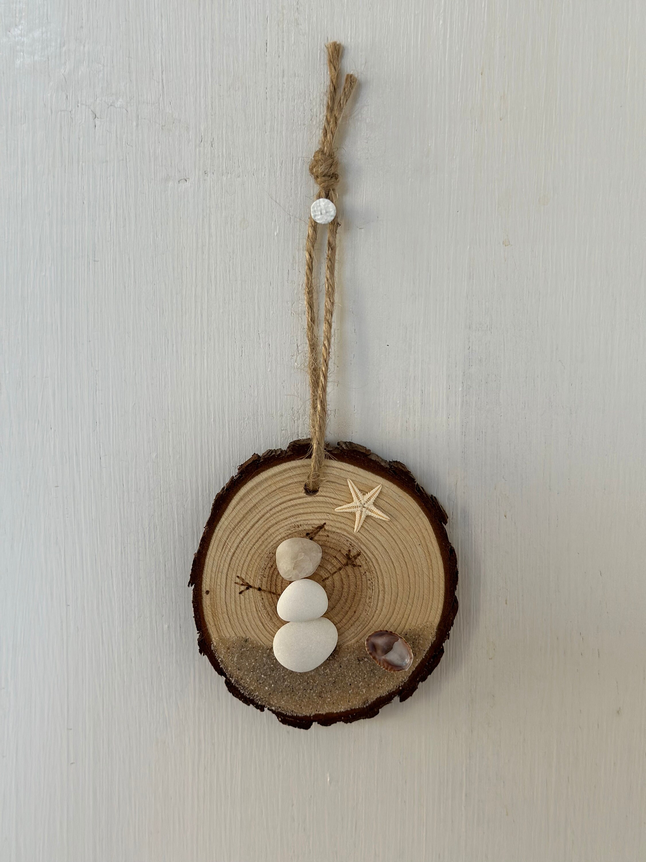 Cape Cod Snowman Beach Ornament Pebble and Shell Art - Etsy