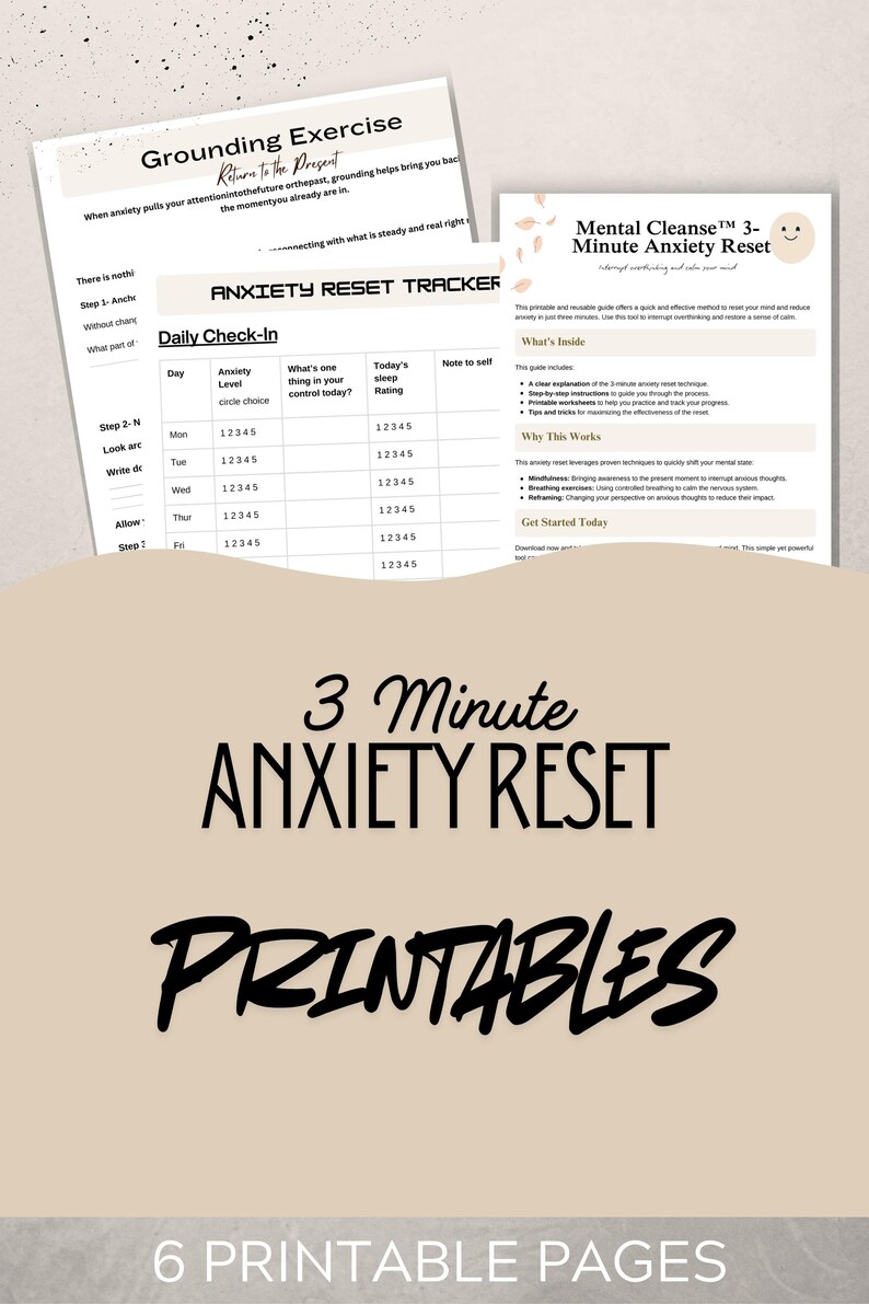 3-minute Anxiety Reset Printable - Etsy