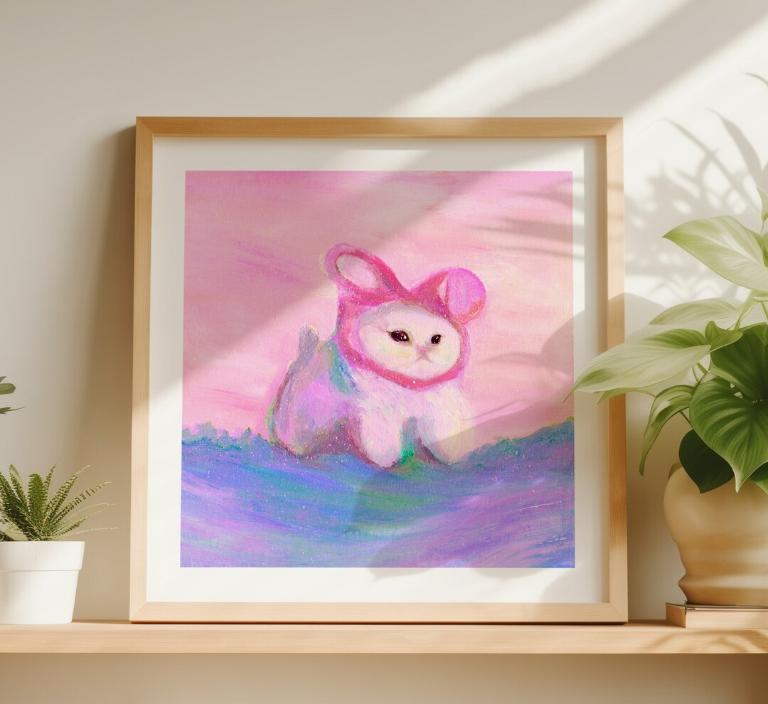 Funny Imposter Syndrome Cat With Bunny Ears - Dreamy & Cute Pastel ...