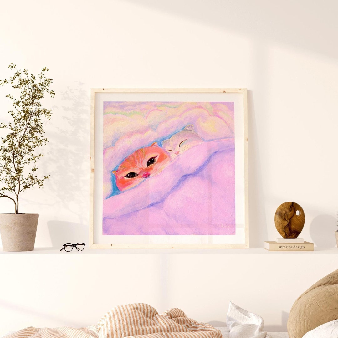 Snuggle and Cuddle - Cat Couple Sleeping in Comfy Bed - 1:1 Ratio Cute ...