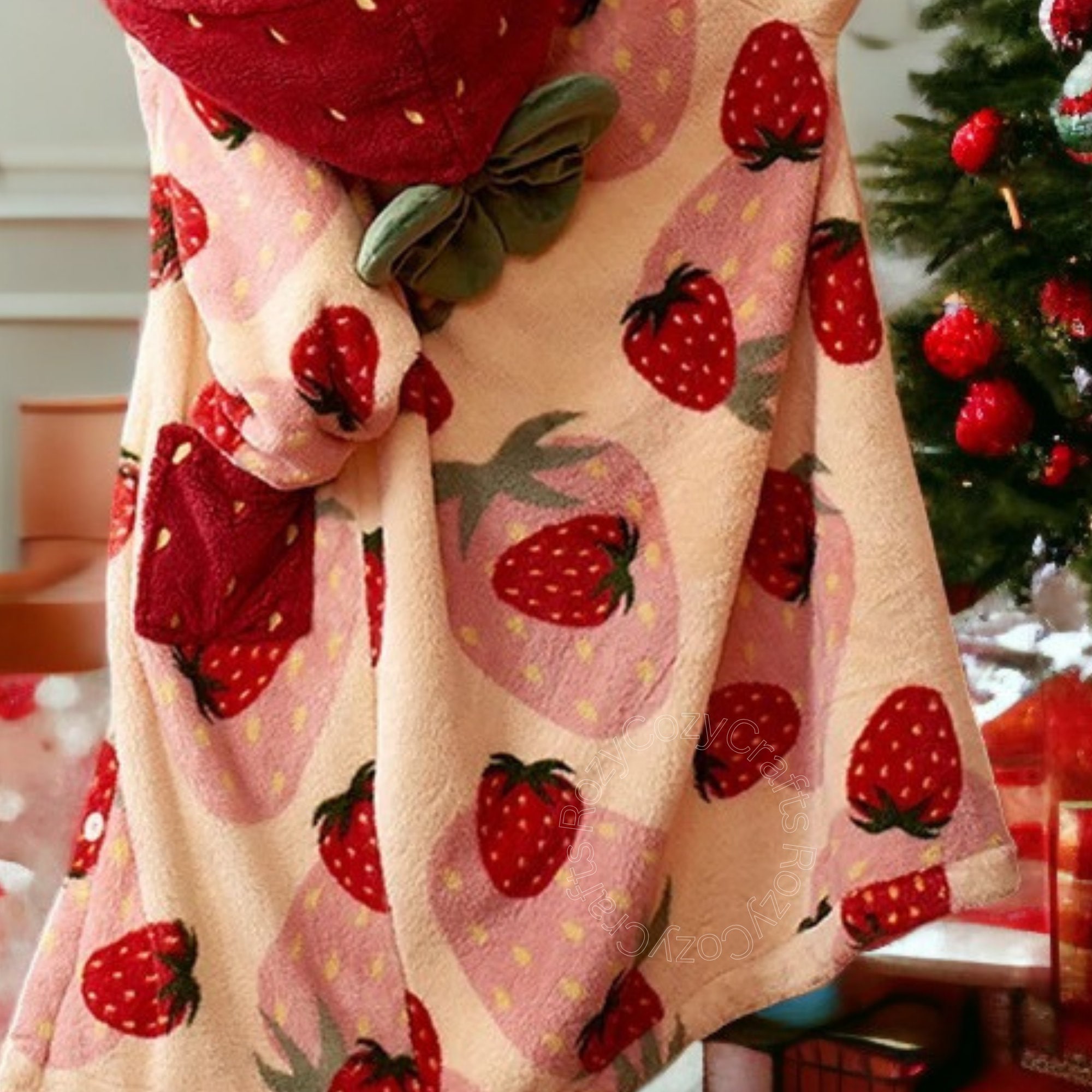 Snuggle-worthy Style: Cute Strawberry Hooded Robe for Cozy Evenings ...