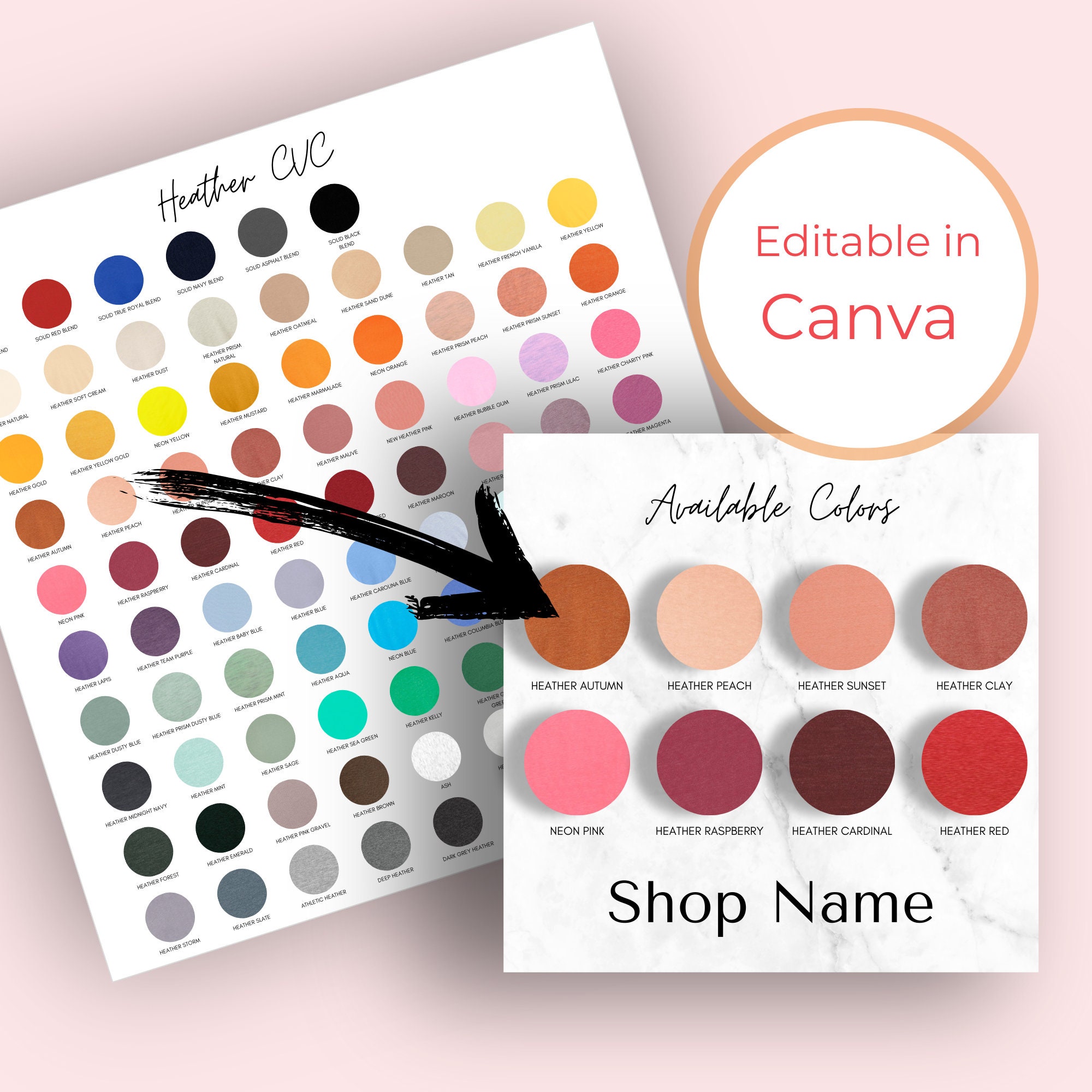 Heather CVC Bellacanvas Color Chart, Canva Color Chart Heather CVC ...