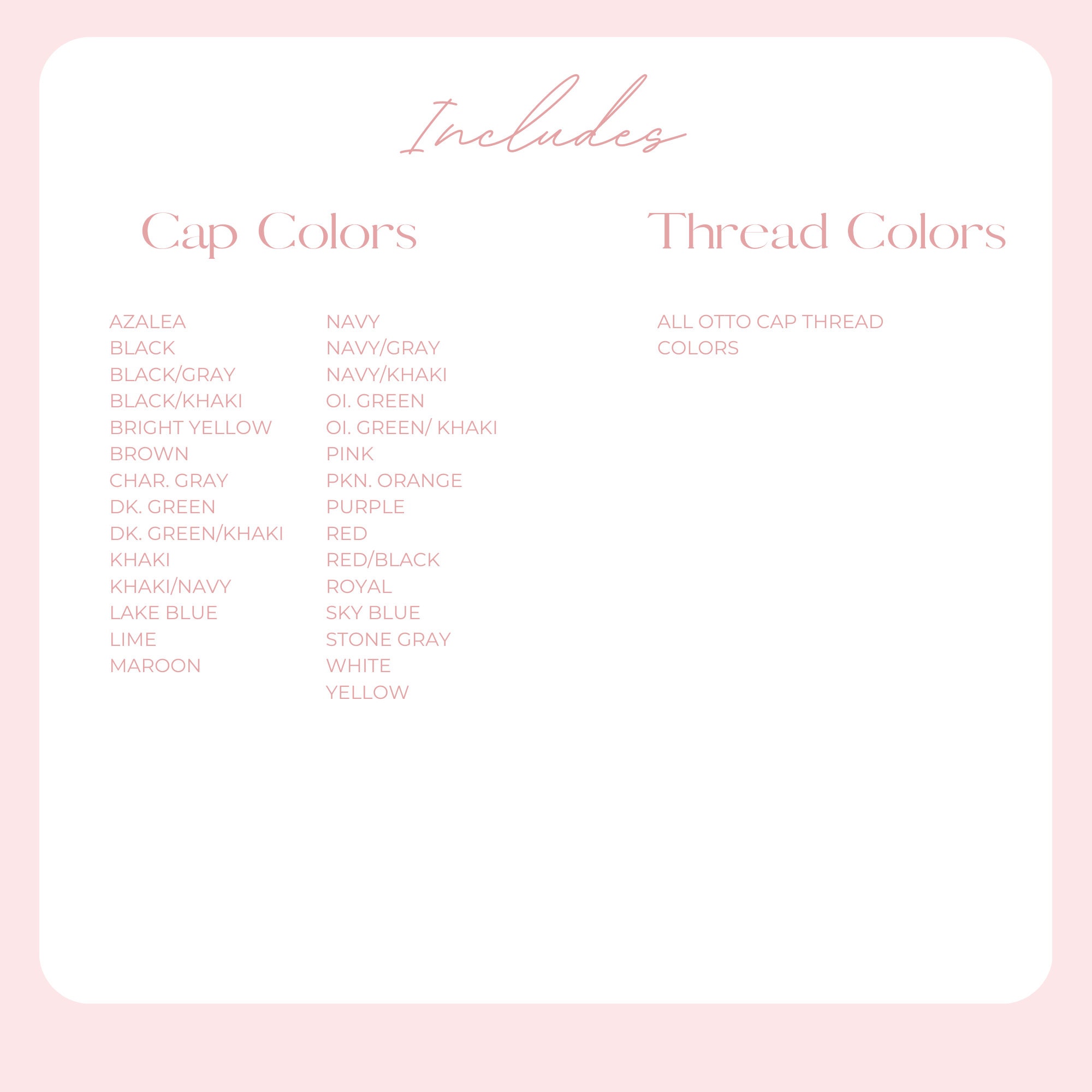 Otto Cap Thread Color Chart, Otto Cap 18-202 Color Chart, Canva Color ...