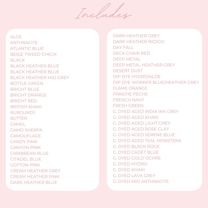 STANLEY STELLA Color Chart Template, Canva Color Chart Printify Color ...