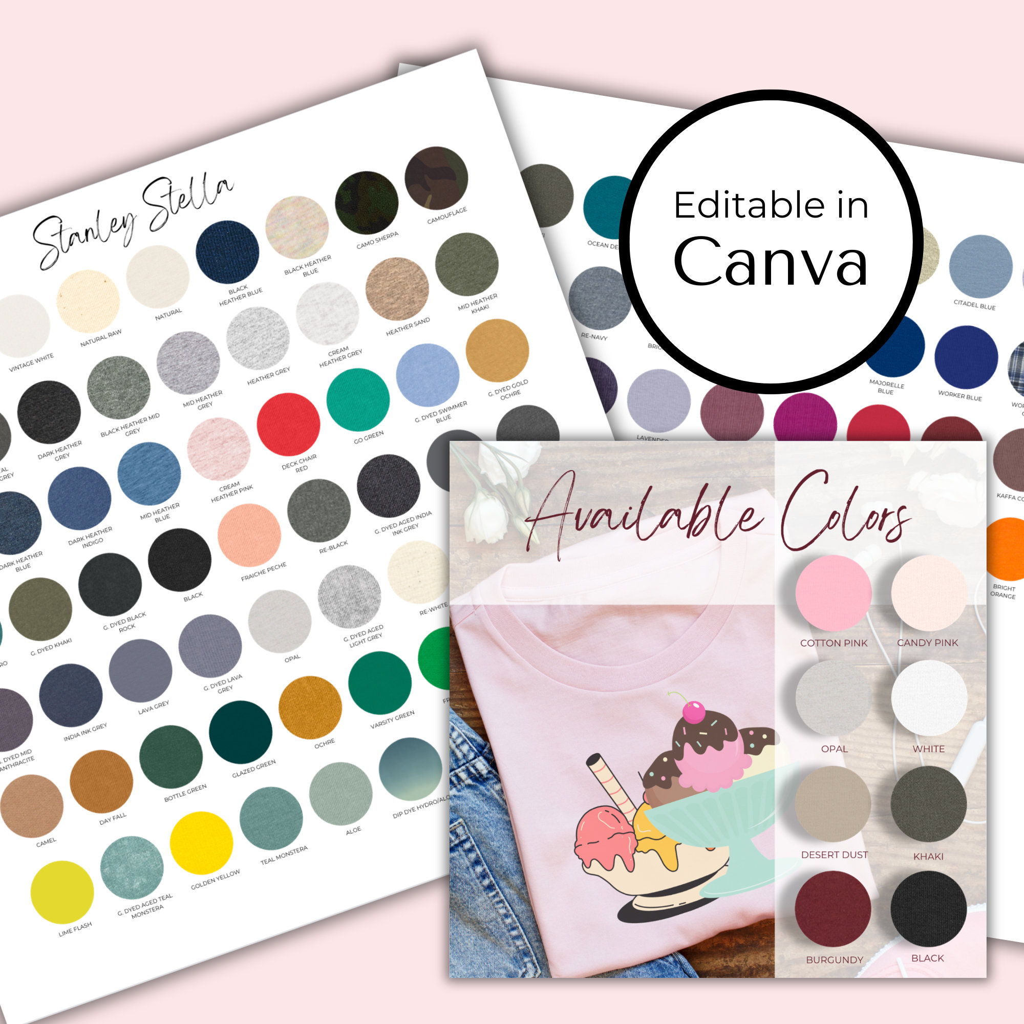 STANLEY STELLA Color Chart Template, Canva Color Chart Printify Color ...