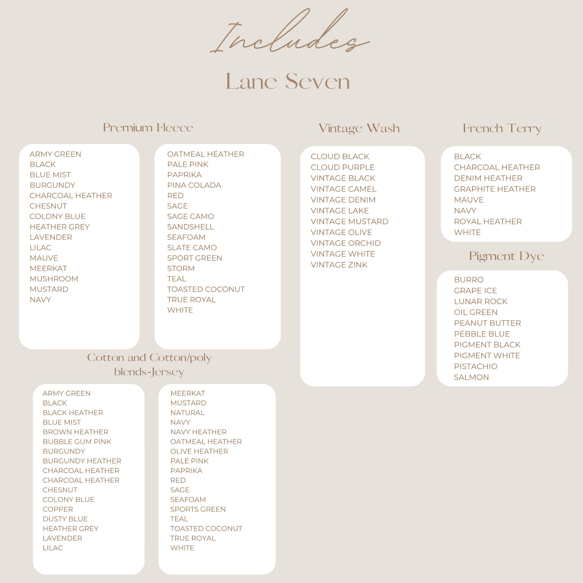 Color Chart Bundle, Canva Color Chart Printify, Lane Seven Color Chart ...