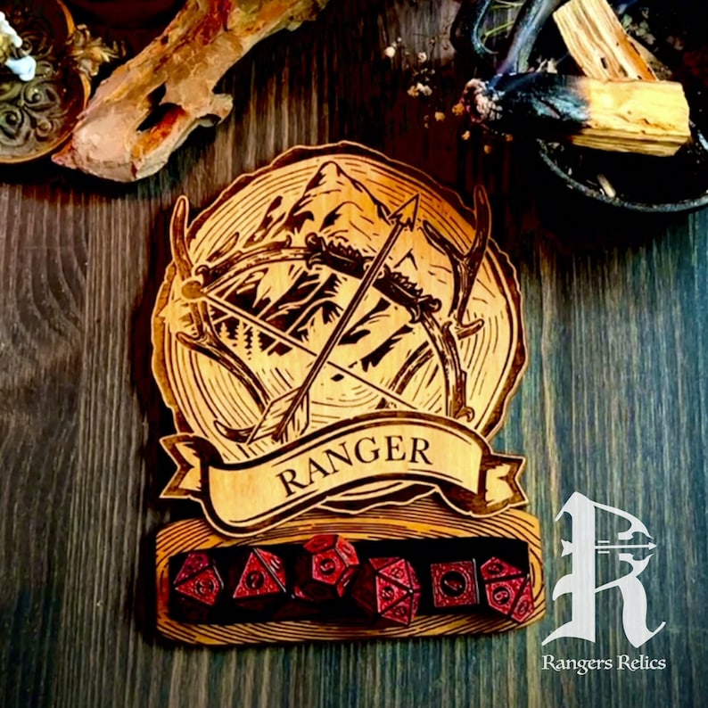 Wooden Ranger DND Coaster and Dice Holder Set - ** Ranger ** - OTHER ...