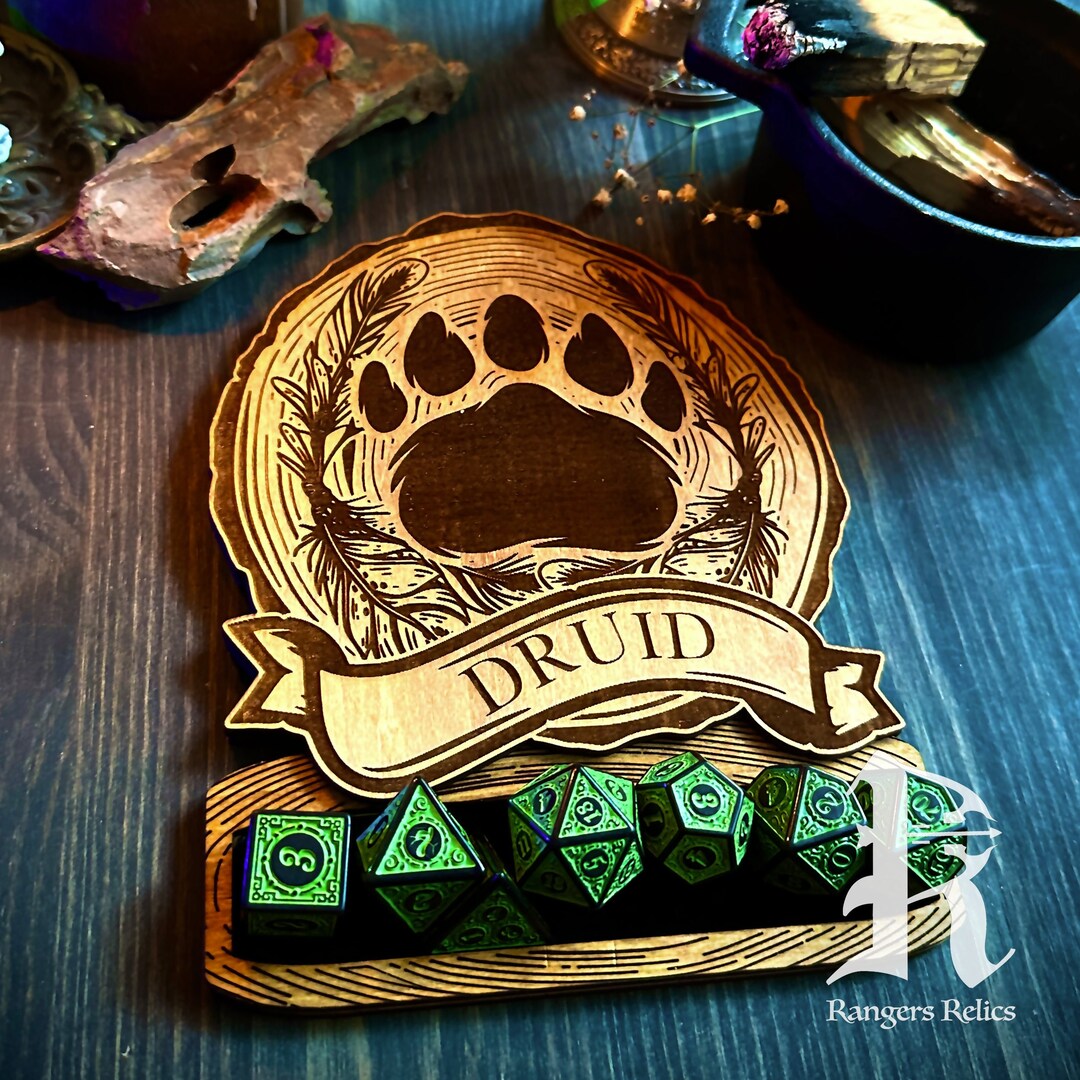 Wooden Druid DND Coaster and Dice Holder Set - ** Druid ** - OTHER ...