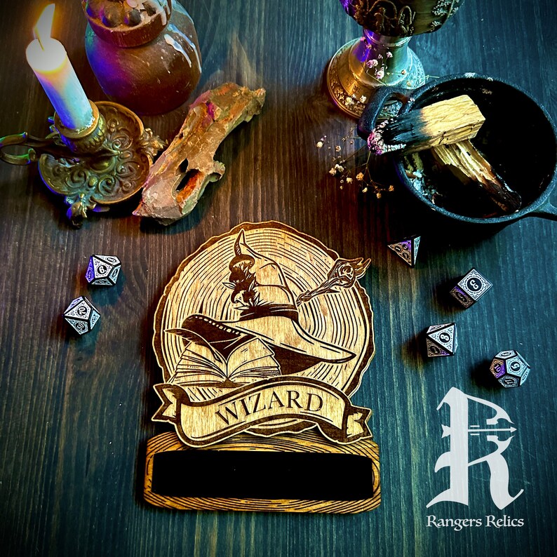 Wooden Wizard DND Coaster and Dice Holder Set - ** Wizard ** - OTHER ...