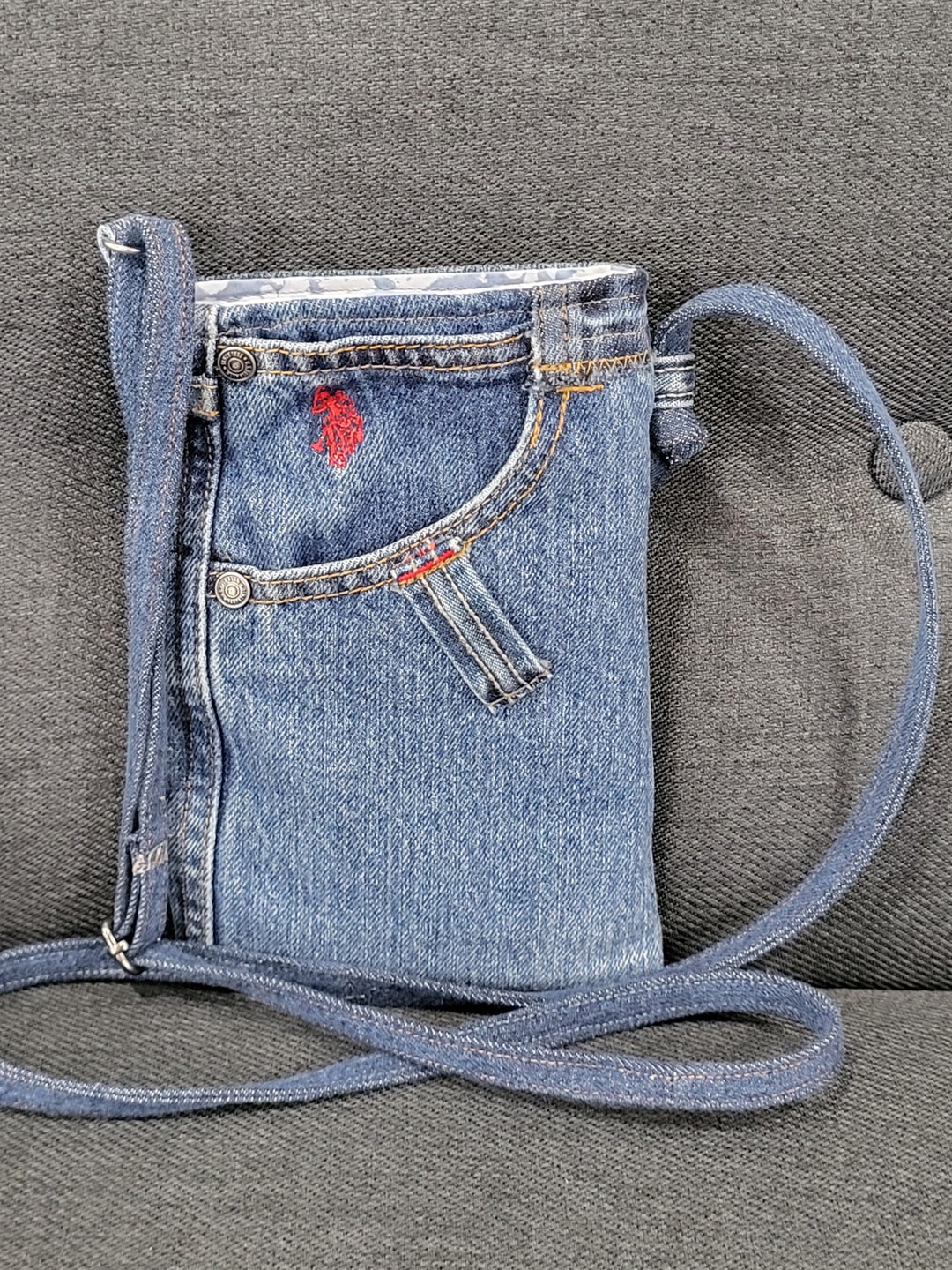 Upcycled Blue Denim Crossbody Bag, Handmade Jean Bag, Ecofriendly ...