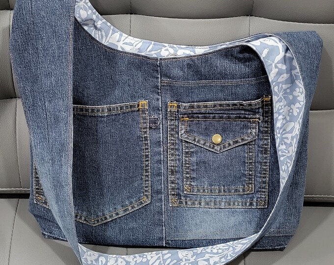 Denim Crossbody Bag, Casual Bag, Handmade Jean Bag, Denim Shoulder Bag ...