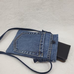 Crossbody Bag, Handmade Jean Bag, Denim Cell Phone Bag, Ecofriendly ...