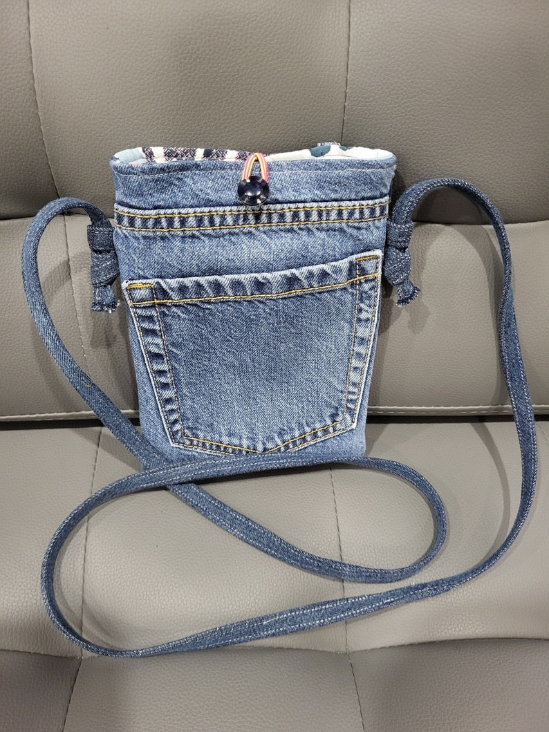 Crossbody Bag, Handmade Jean Bag, Denim Cell Phone Bag, Ecofriendly ...