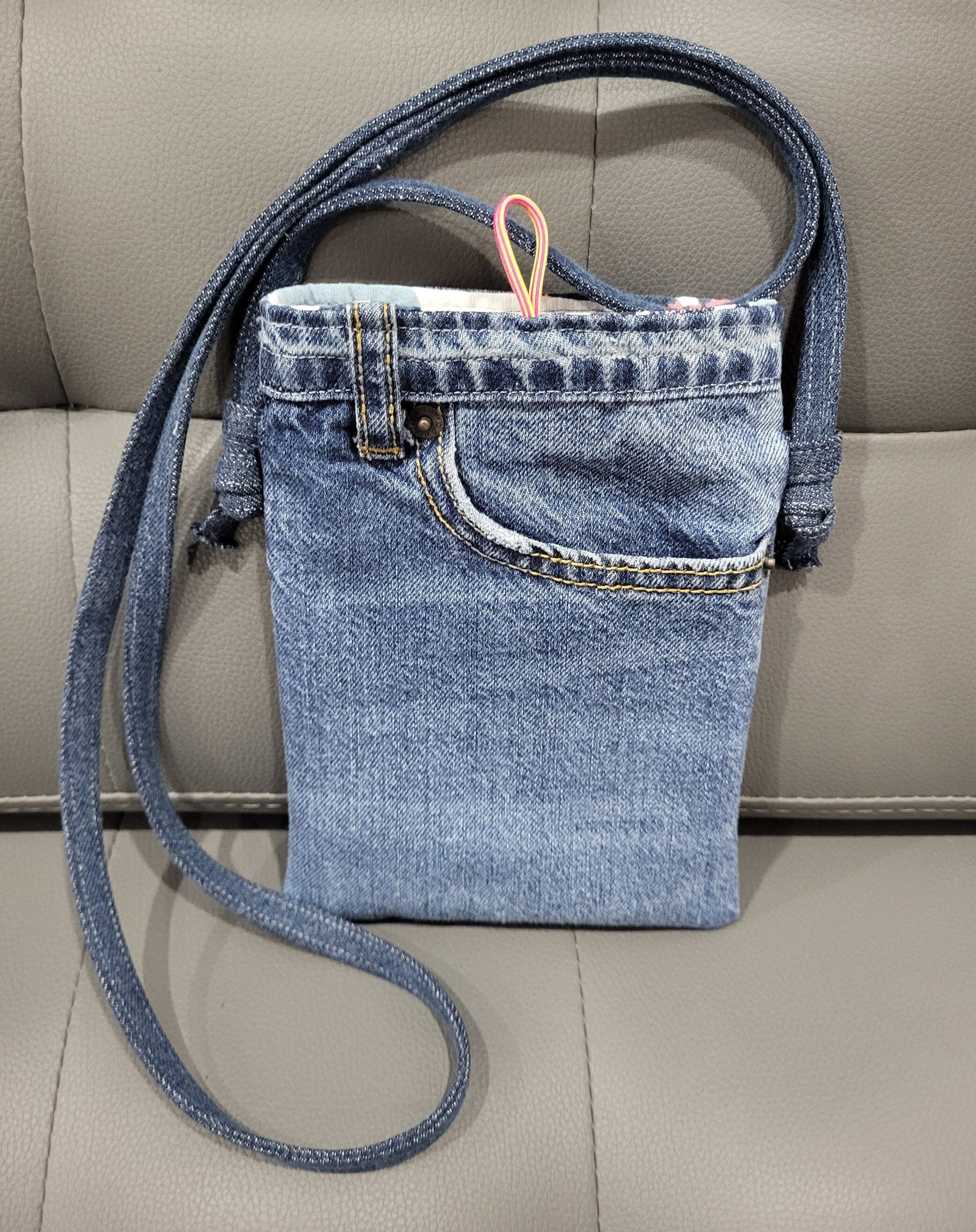Crossbody Bag, Handmade Jean Bag, Denim Cell Phone Bag, Ecofriendly ...