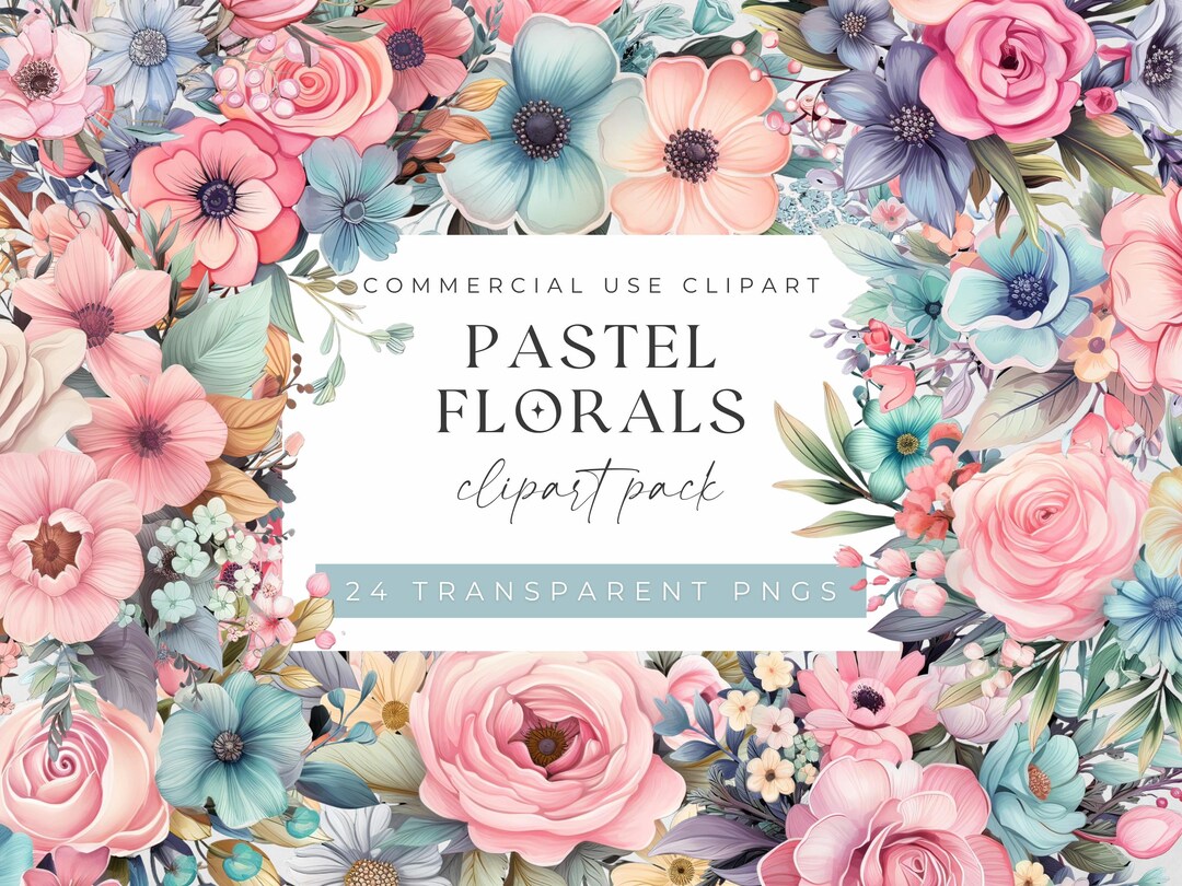 Spring Floral Wreath Clipart, Watercolor Floral Frames, Digital ...