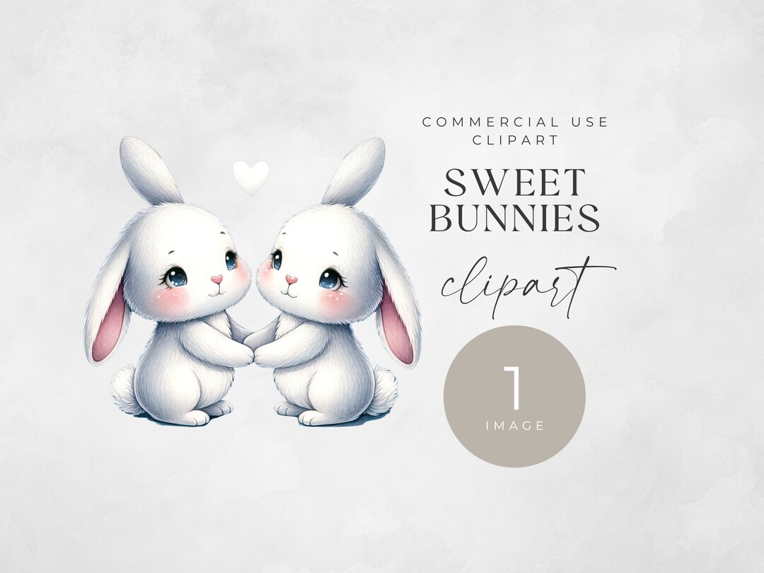 Bunny Couple Clipart, SINGLE IMAGE, Valentine Animal Couple Clip Art ...