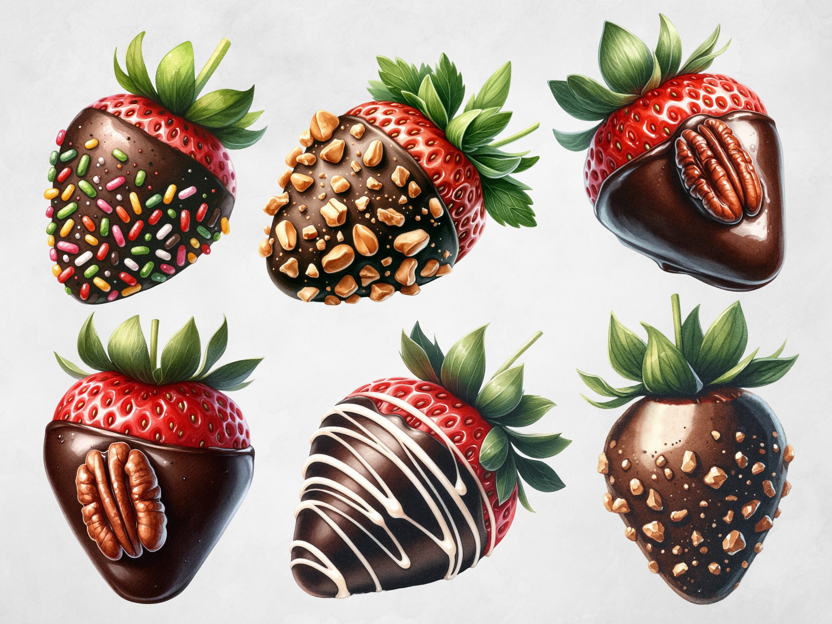 Chocolate Covered Strawberries Clipart PNG, Instant Digital Download ...