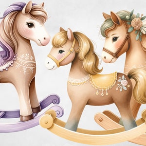 Rocking Horse Clipart, New Baby Clip Art, Boy Girl Neutral Horses Pngs ...