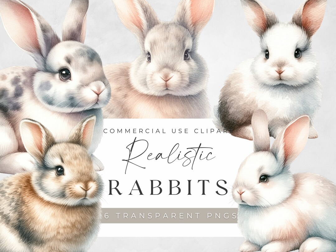 Realistic Rabbits Clipart, Nursery Art, Cute Woodland Animals Clip Art ...