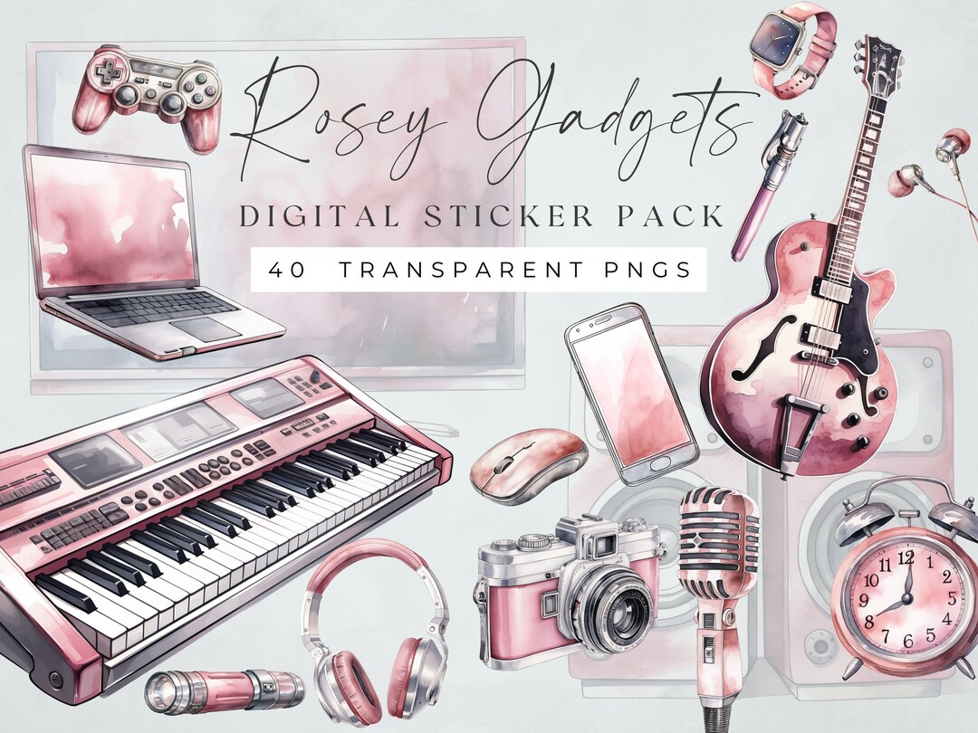 Gadget Digital Sticker, PNG Files of Digital Stickers, Pink Clipart ...