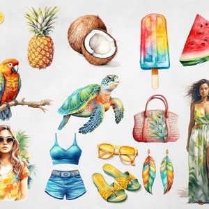 Watercolor Tropical Island Clipart, Hawaiian Plants Clip Art, Hawaii ...
