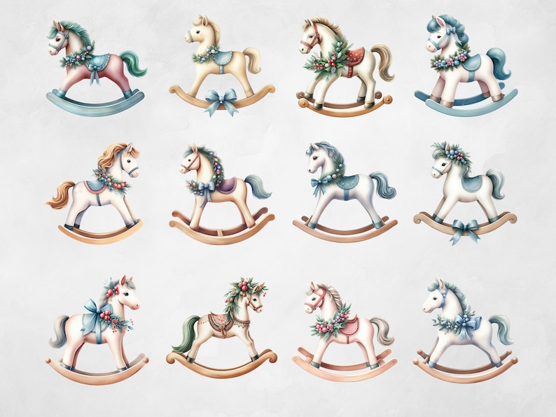 Rocking Horse Clipart, New Baby Clip Art, Festive Horses Pngs, Vintage ...