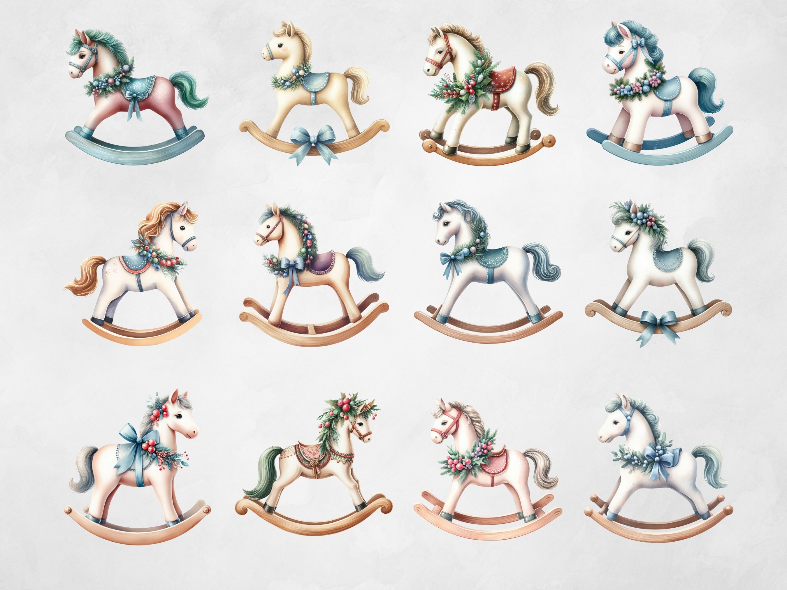 Rocking Horse Clipart, New Baby Clip Art, Festive Horses Pngs, Vintage ...