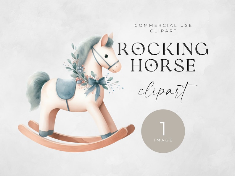 Rocking Horse Clipart, SINGLE IMAGE, Baby Shower Clip Art, Vintage Toy ...
