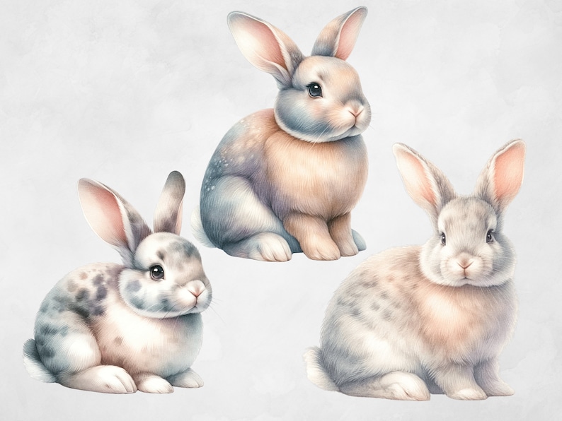 Realistic Rabbits Clipart, Nursery Art, Cute Woodland Animals Clip Art ...