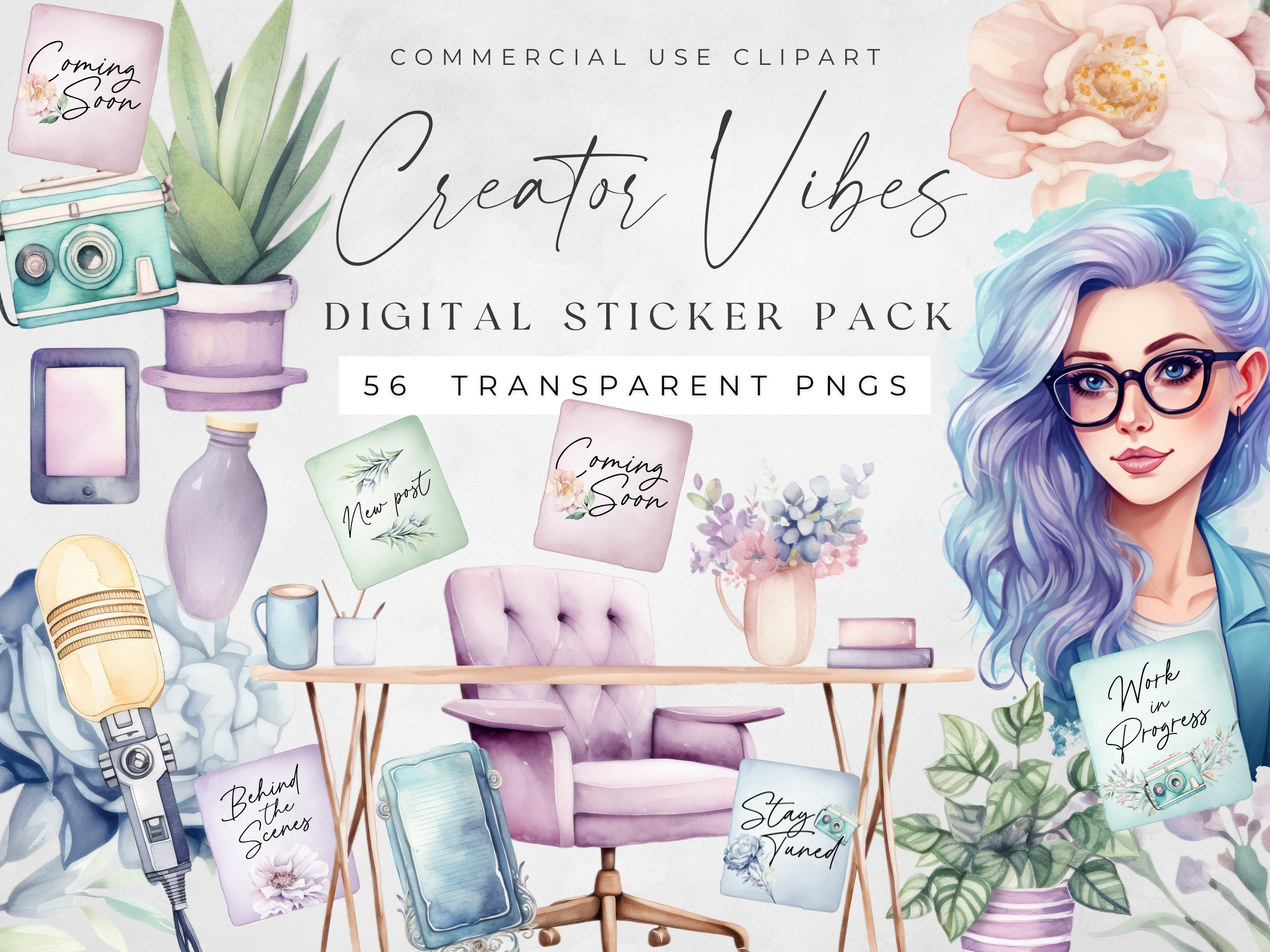 Digital Sticker for Content Creators, Aesthetic Blogger, Instagram ...