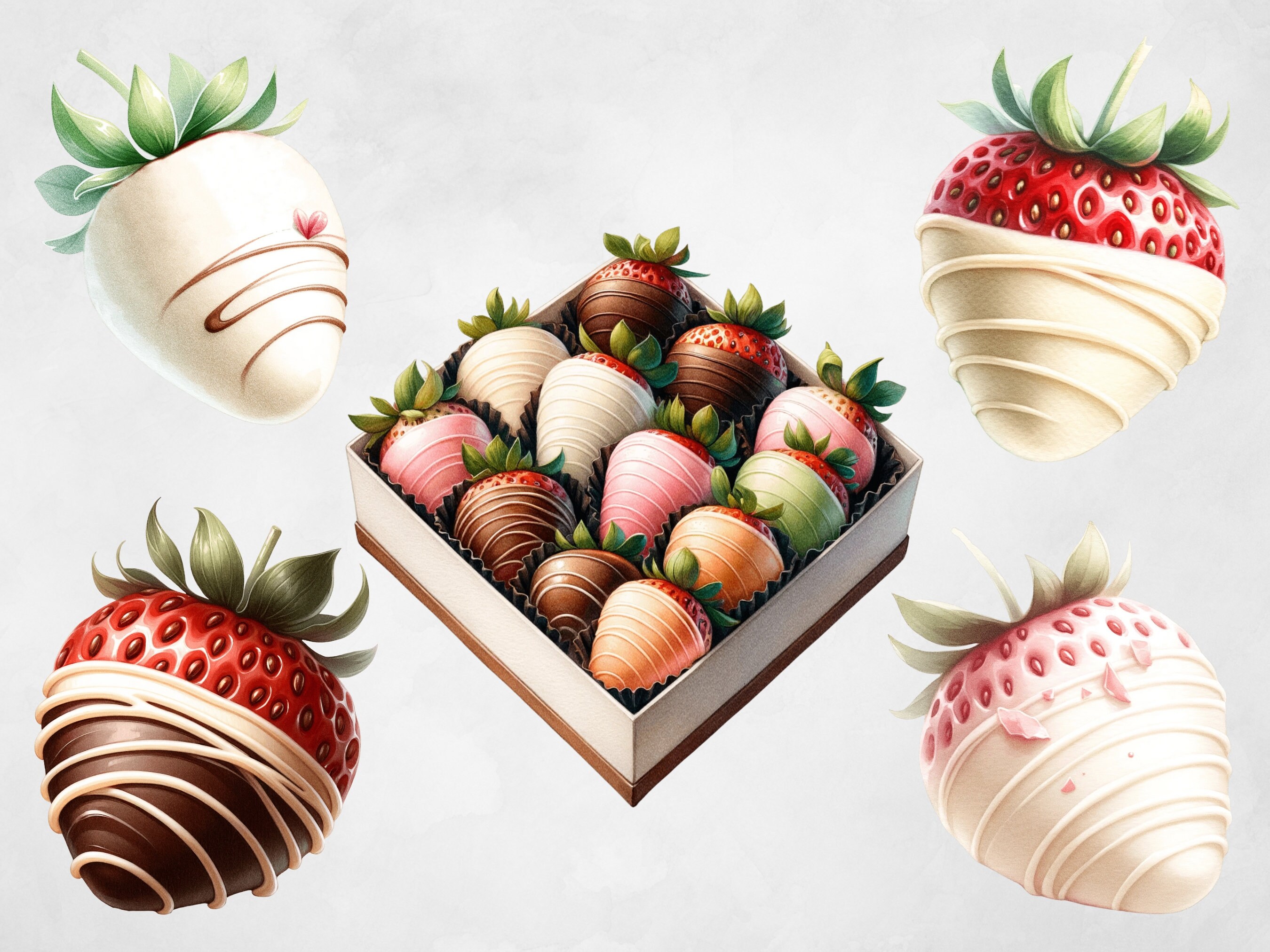 Chocolate Covered Strawberries Clipart PNG, Instant Digital Download ...