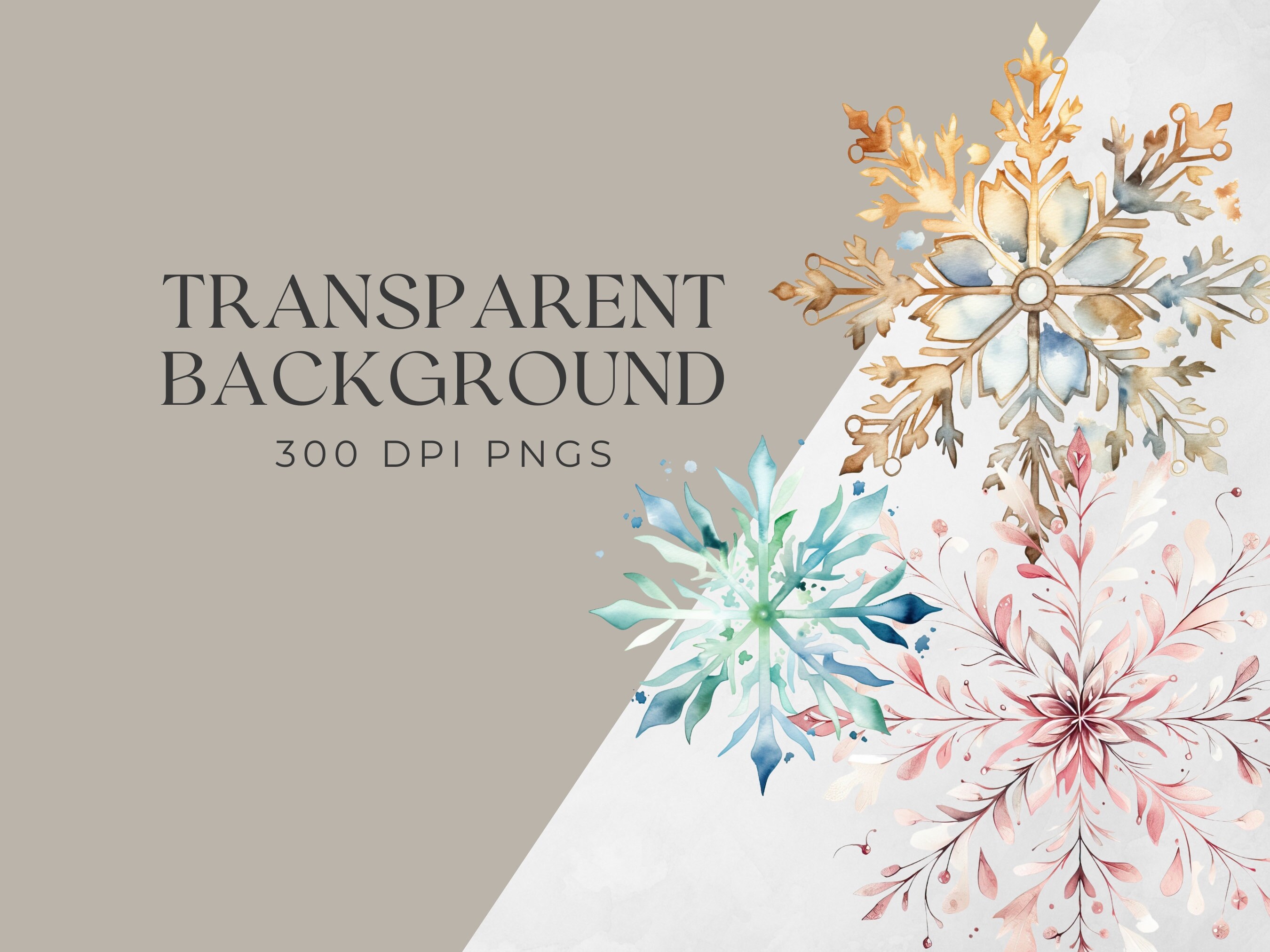 Snowflake Watercolor Clipart, Pink Snowflake Clip Art, Watercolor ...