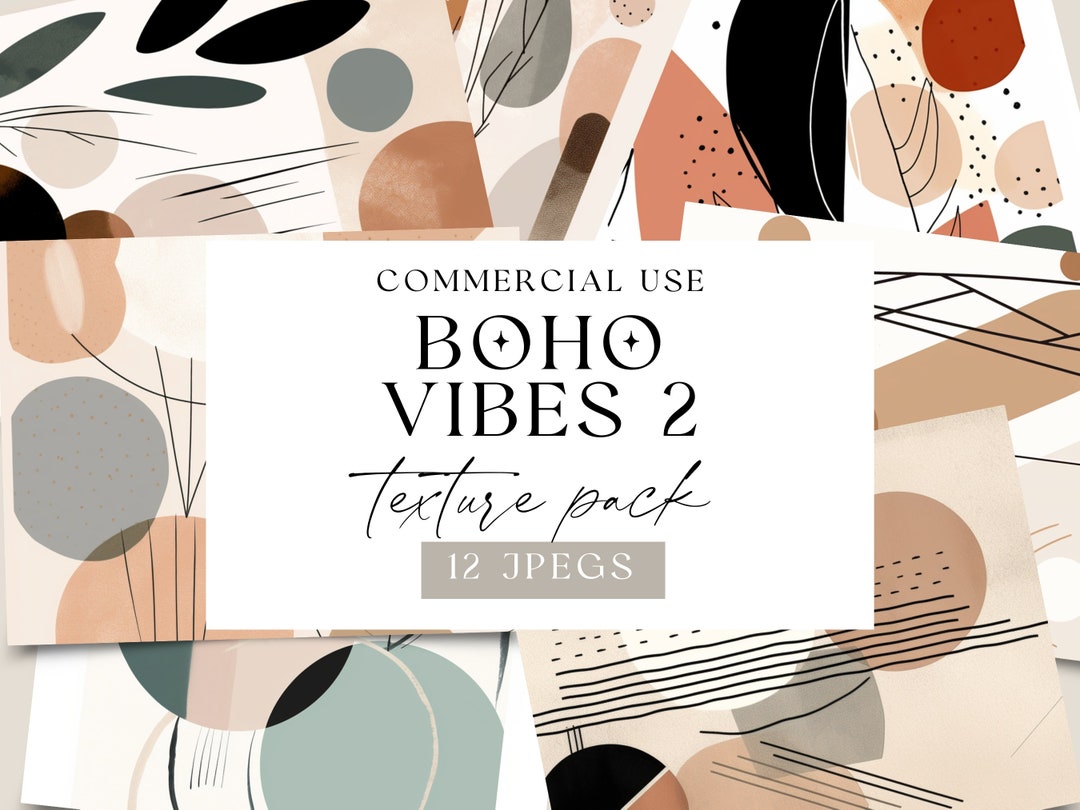 Boho Digital Papers Texture Pack, Natural Color, Junk Journal, Hippie ...