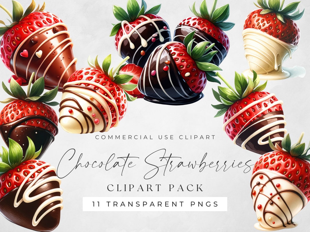 Chocolate Covered Strawberries Clipart PNG, Instant Digital Download ...