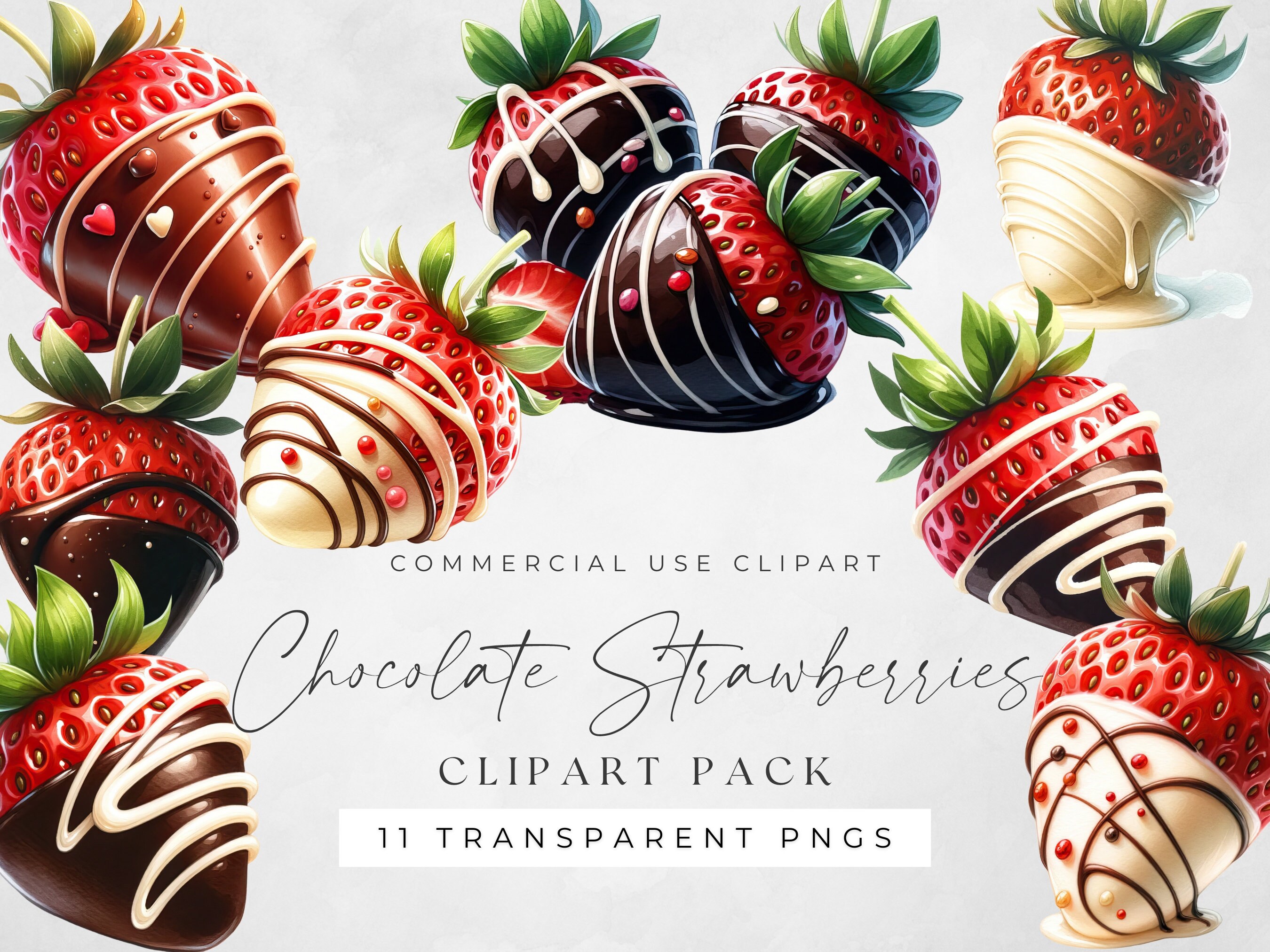 Chocolate Covered Strawberries Clipart PNG, Instant Digital Download ...
