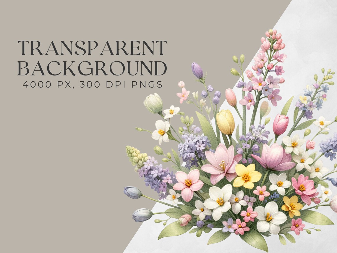 Spring Flower Clipart, Daisy Clip Art, Easter Florals, Watercolor ...