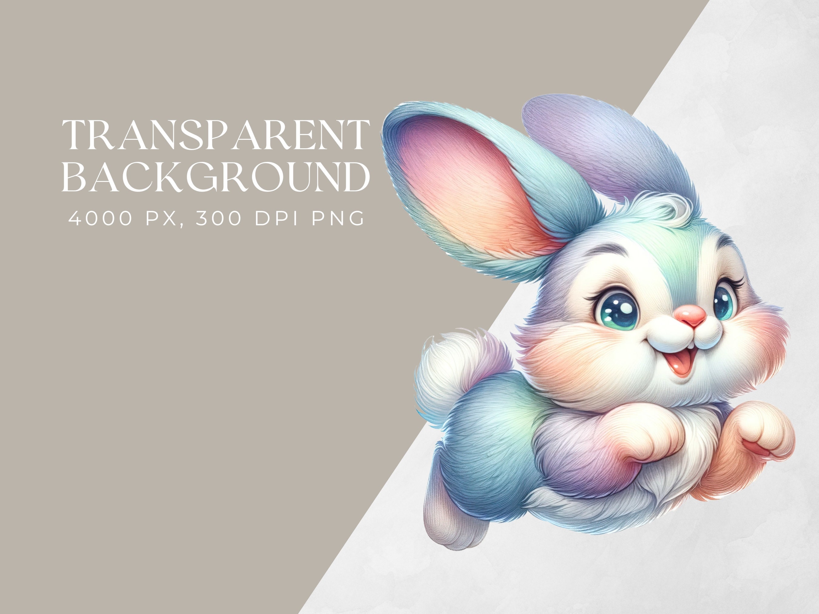 Easter Bunny Watercolor Clipart, SINGLE IMAGE, Adorable Rabbit PNG ...