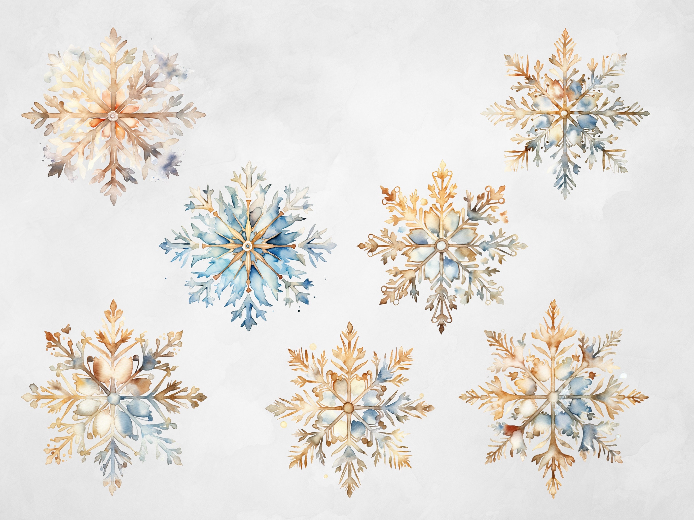 Snowflake Watercolor Clipart, Pink Snowflake Clip Art, Watercolor ...