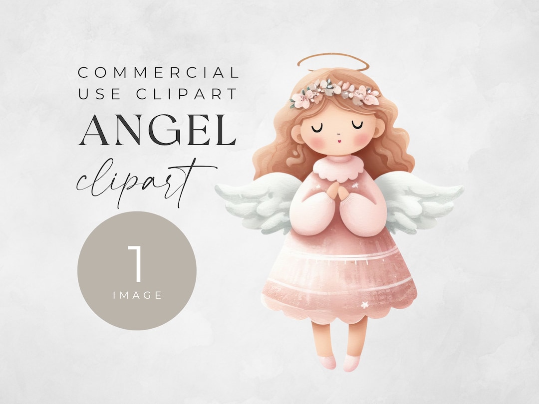 Christmas Angel Clipart, SINGLE IMAGE, Pink Winter Full Commercial Use ...