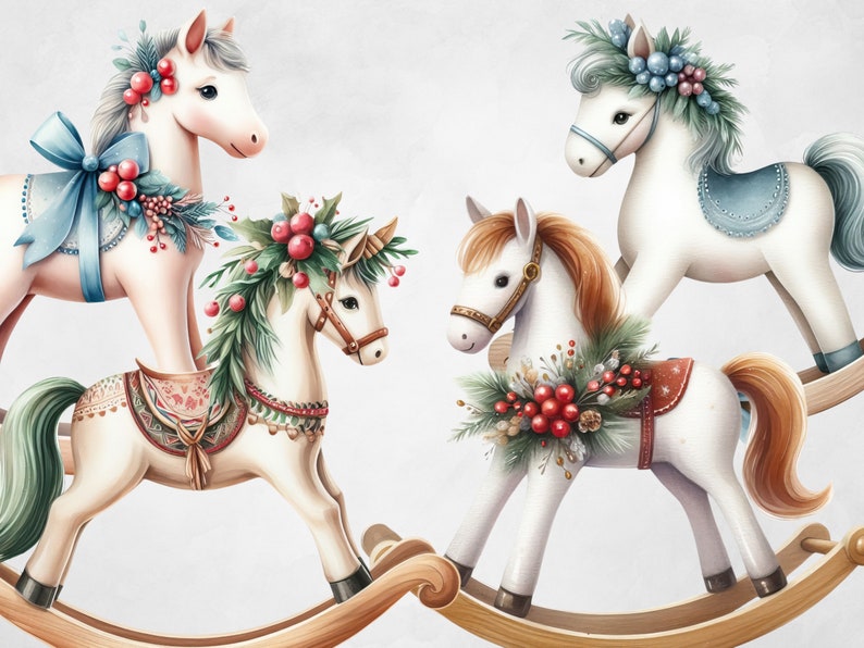 Rocking Horse Clipart, New Baby Clip Art, Festive Horses Pngs, Vintage ...