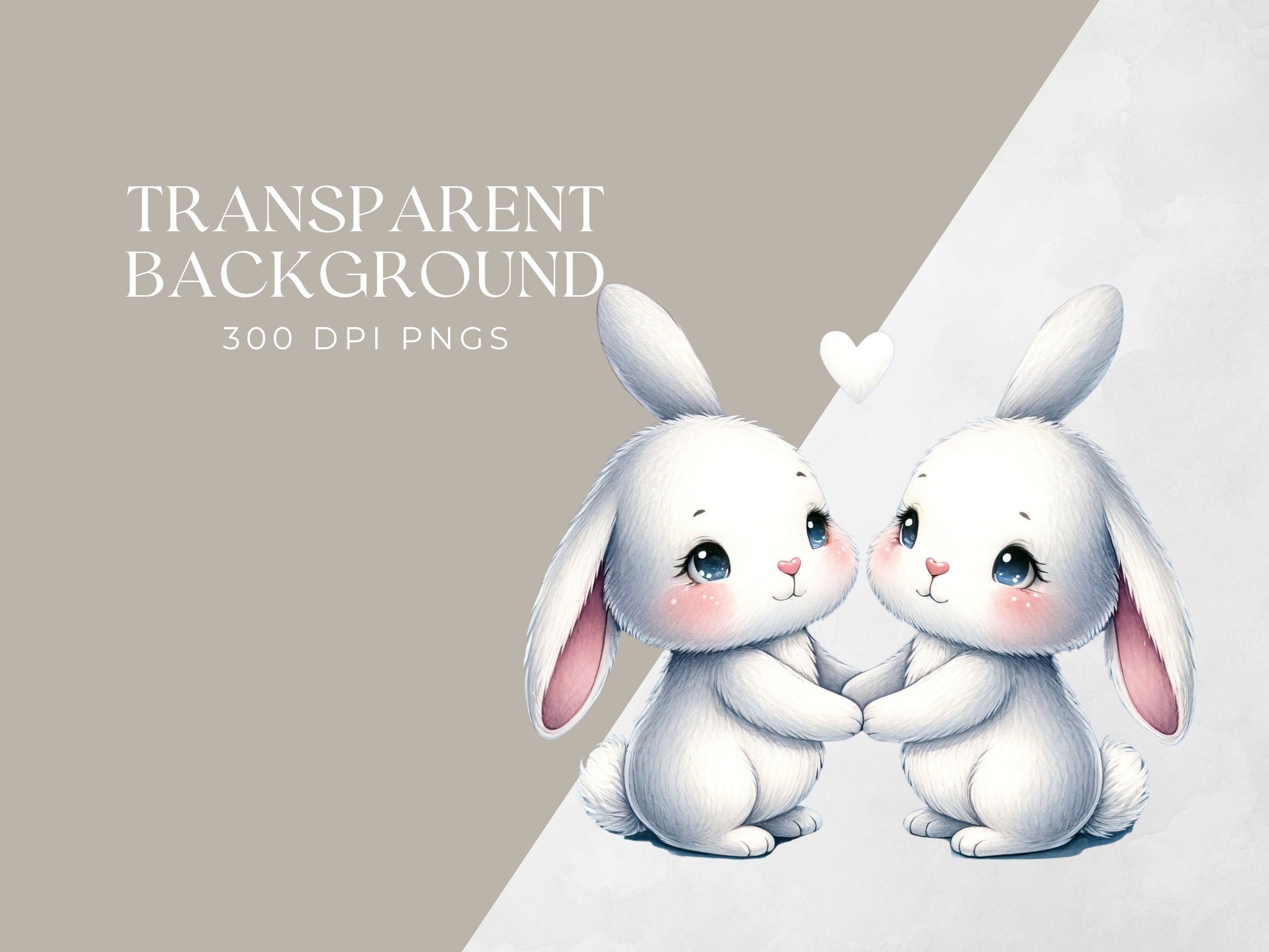 Bunny Couple Clipart, SINGLE IMAGE, Valentine Animal Couple Clip Art ...