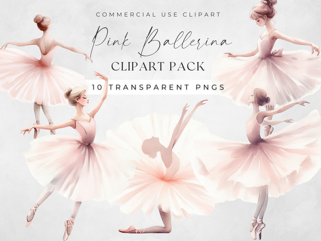 Pink Ballerina Clipart, Clip Art Watercolor Ballet Bundle, Commercial ...