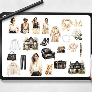 Old Money Aesthetic Digital Planner Stickers, Pre-cropped PNG Files ...