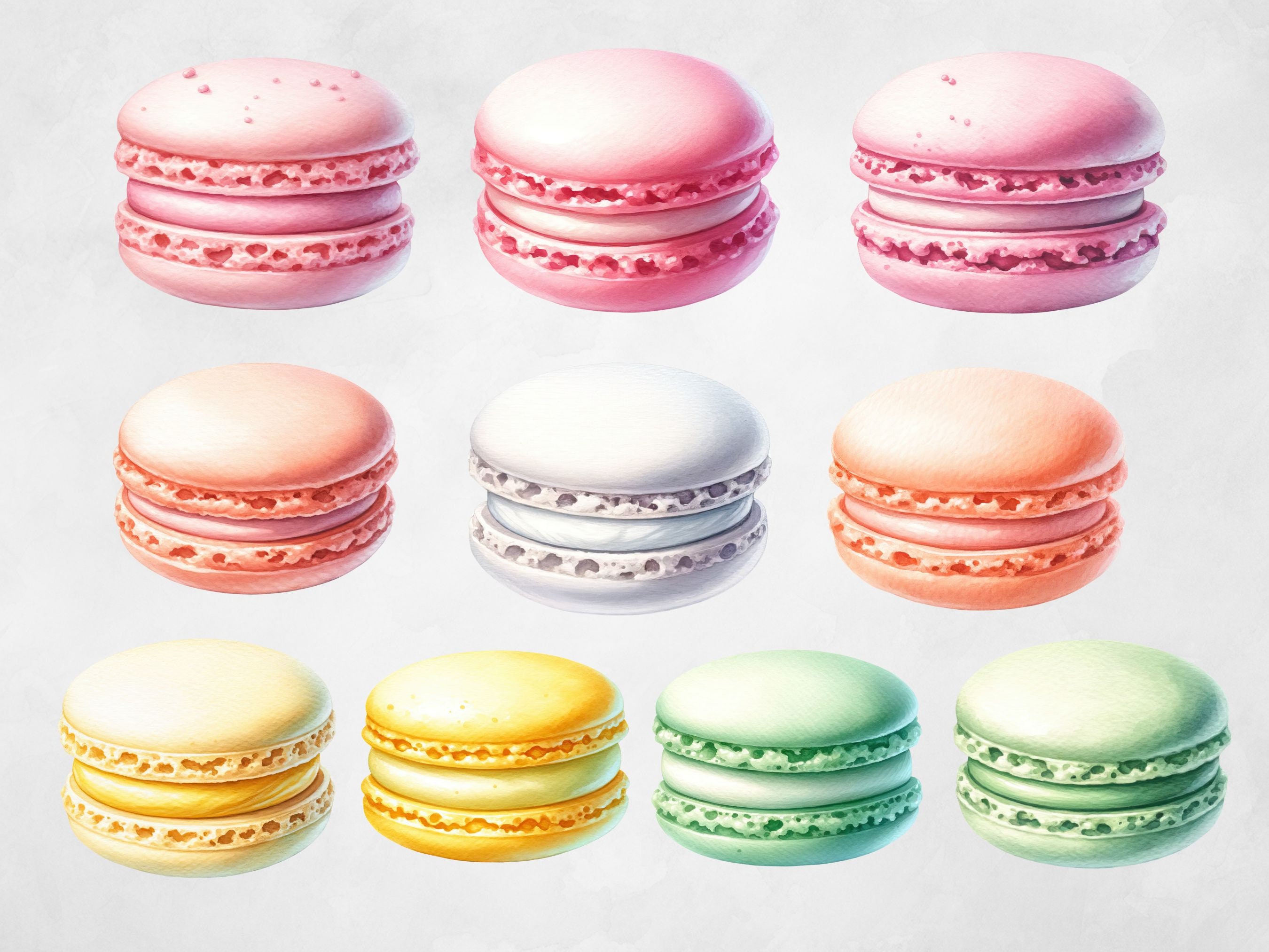 Macaron Clipart, French Macarons, Cookie Clip Art, Watercolor Dessert ...