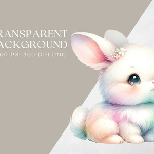 Easter Bunny Watercolor Clipart, SINGLE IMAGE, Adorable Rabbit PNG ...