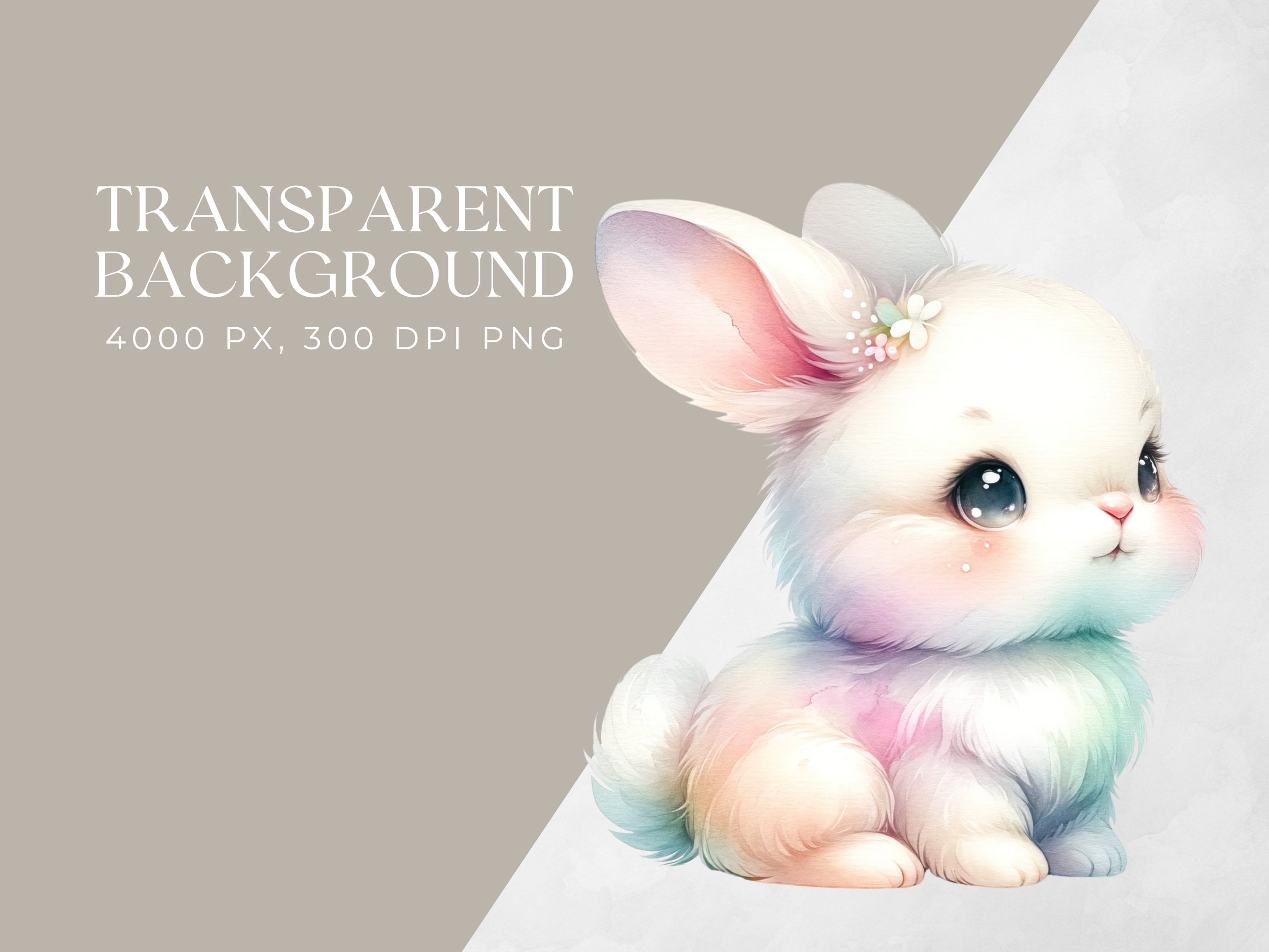 Easter Bunny Watercolor Clipart, SINGLE IMAGE, Adorable Rabbit PNG ...