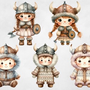 Viking Clipart, Cute Children Viking Set, Baby Shower Invitations ...