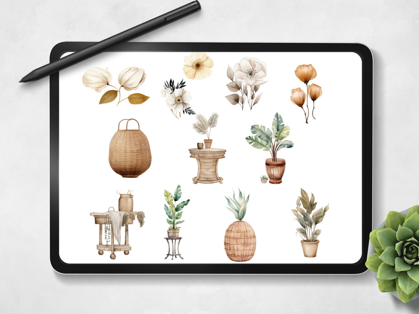 Boho Sticker Pack Digital, PNG Files of Digital Stickers, Digital ...