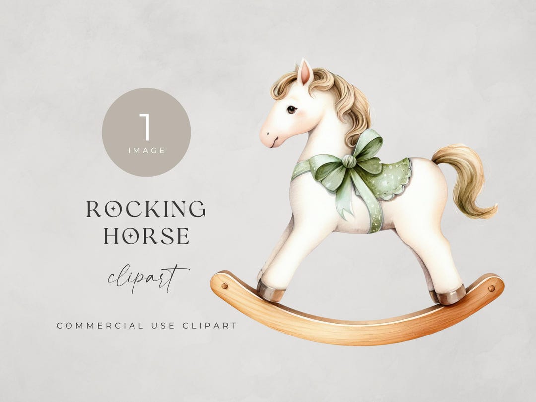 Vintage Rocking Horse Clipart: Baby Shower PNG Graphic (commercial Use ...